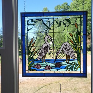 Octagon Ocean Wave Leaded Stained Glass Window Panel Blue Room Stain ...