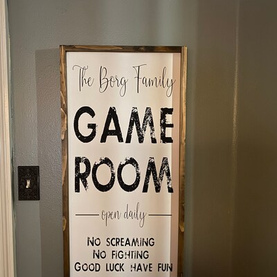 Personalized Game Room Sign, No Cheating No Fighting No Whining, Family ...