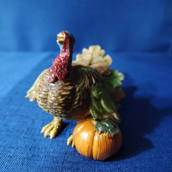 Miniature Wild Turkey W/ Pumpkin Figurine ~ Thanksgiving Fairy Garden ...