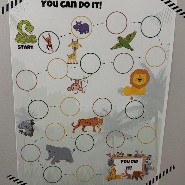 Printable Zoo Animals Reward Chart, Kids Behavior Tracker (digital ...