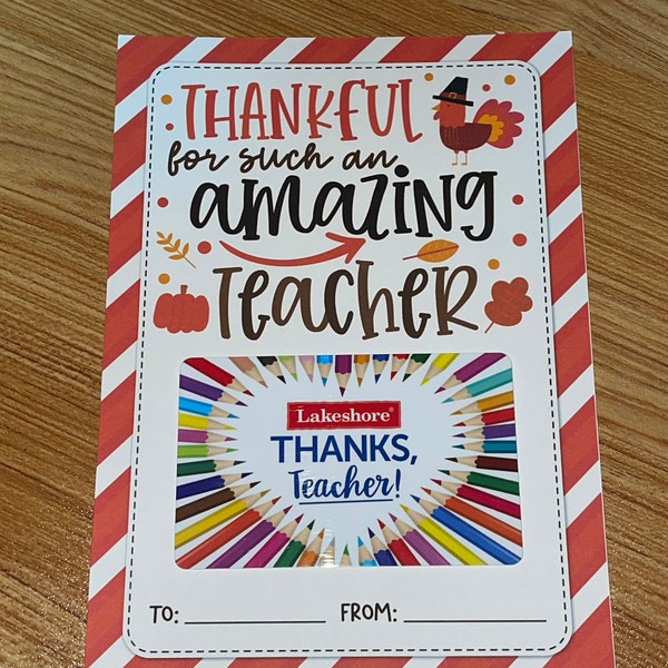 Thankful for Such an Amazing Teacher Thanksgiving Gift Card Holder ...