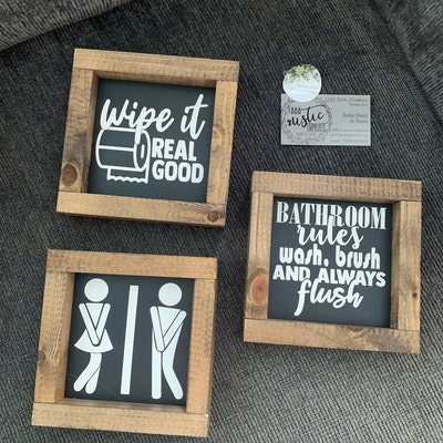 Bathroom Mini Collection 6x6 Sign. Farmhouse Bathroom, Bathroom Shelf ...