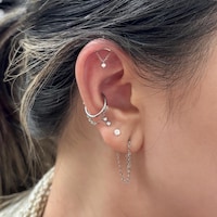 14K Gold Vertical Dangle Hidden Helix Piercing/threadless Push Pin Flat ...