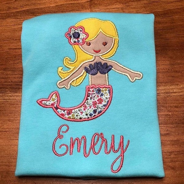 Instant Download Mermaid Applique Machine Embroidery Design - Etsy