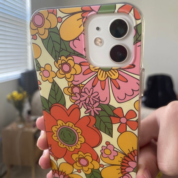 Retro Groovy Phone Case Floral Hippie Cover for iPhone 17 Pro Max, 16e ...