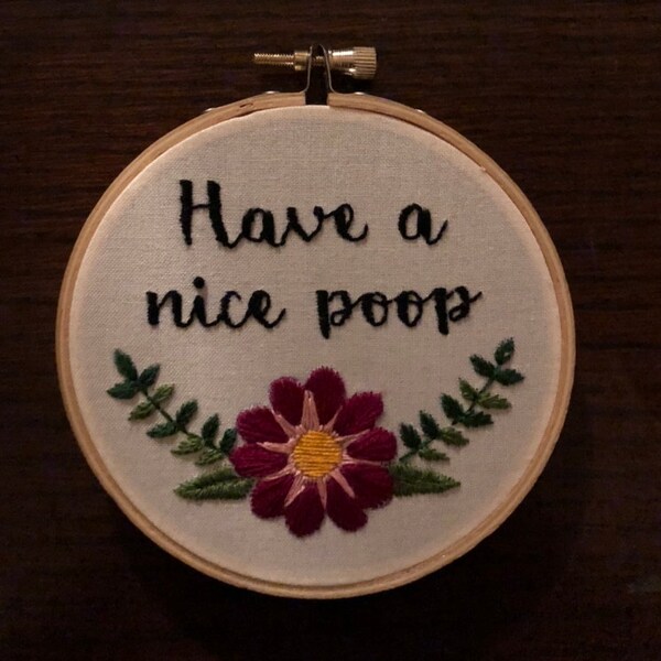 DIY Hand Embroidery Kit Have A Nice Poop Funny Embroidery Kit for ...