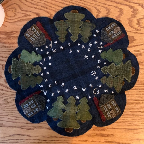 Wool Applique Kit "winter Cabin Table Mat" Pattern by Primitive ...