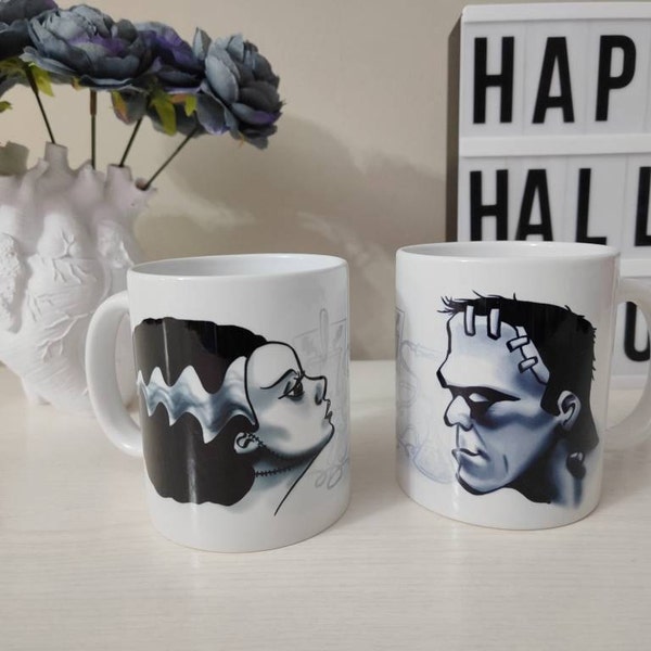 Frankenstein and Bride: His and Her Mug Set (2 Mugs) - Halloween ...