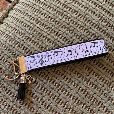Music Key Fob Music Keychain Music Notes Wristlet Musician Gift Teacher ...
