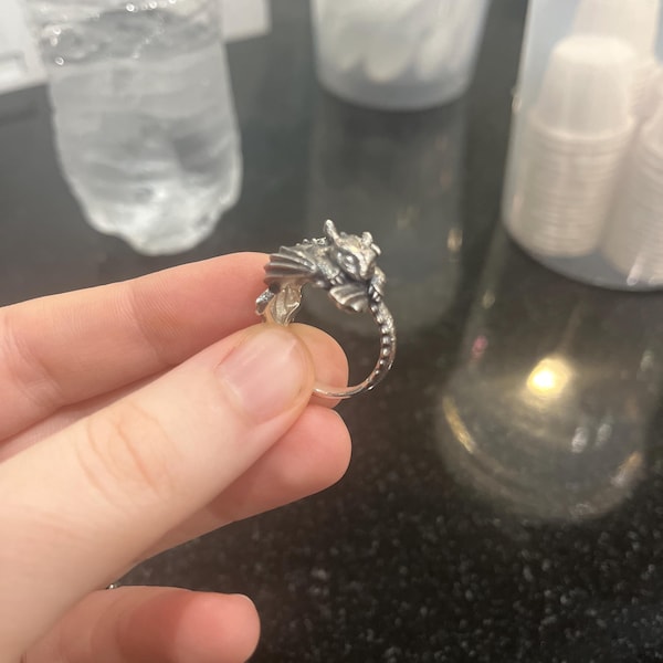 Sterling Silver Ring Baby Dragon, Cute Dragon Ring, Dragon Ring ...