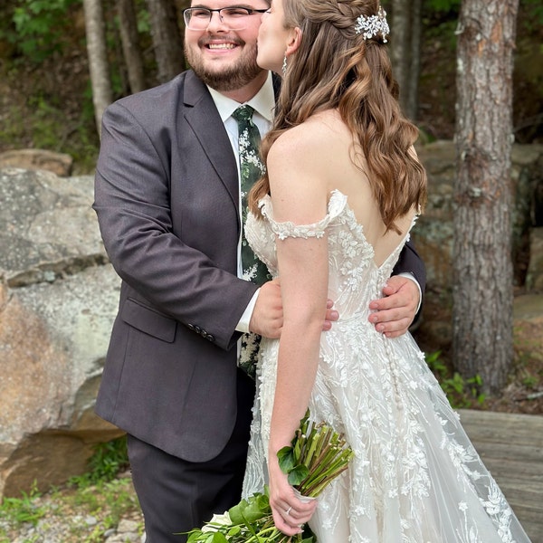 Fall Floral Tie/brown and Blue Floral Tie/fall Wedding Ties/wedding ...