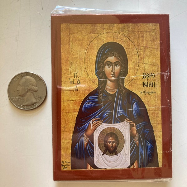 Saint Veronica Icon, Handmade Greek Orthodox Icon of St Veronika, Byzantine Art Wall Hanging ...