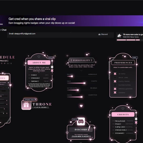 Black Pink Twitch Panels - Customizable Canva | Punk | Love | Hearts ...