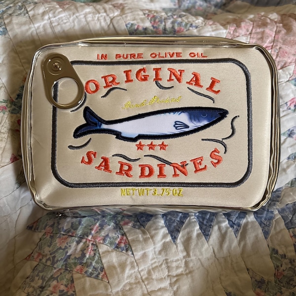 Sardine Zip Clutch, Sardine Mini Pouch, Tin Fish Sardine, Sardine Gift ...