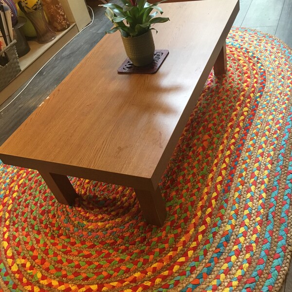 Handbraided Multi Jute Rug From Recycled Cotton Rags 60x90cm - Etsy