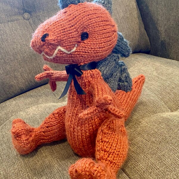 KNIT PATTERN: Dinosaur T-rex or Raptor, Knit in the Round, Circular ...