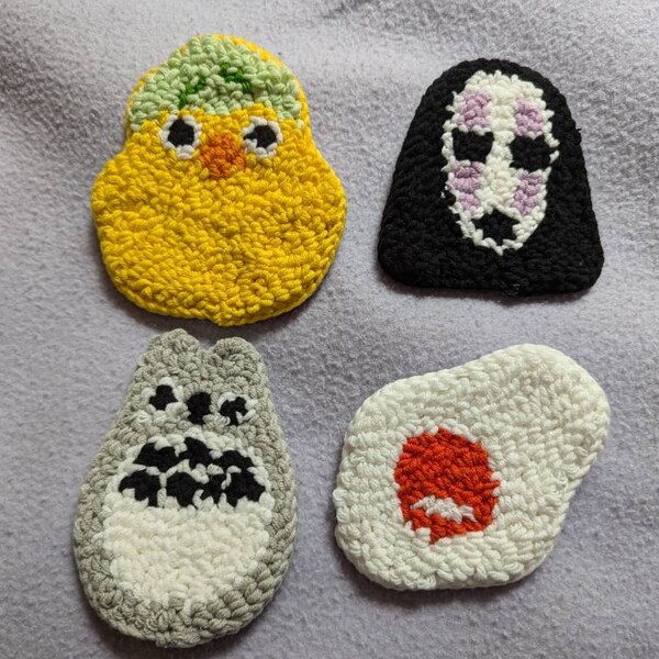 Set of 2 Punch Needle Cute Car Coasters,women Car Accessories,mug Rugs ...