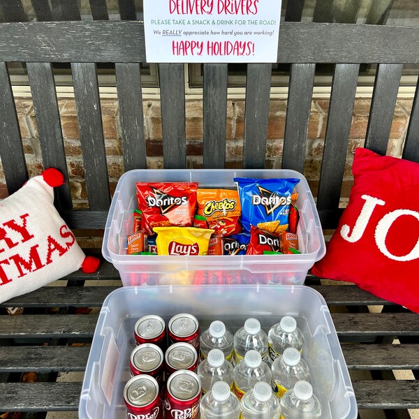 Happy Holidays Delivery Driver Snack & Drink Sign, Christmas Delivery ...