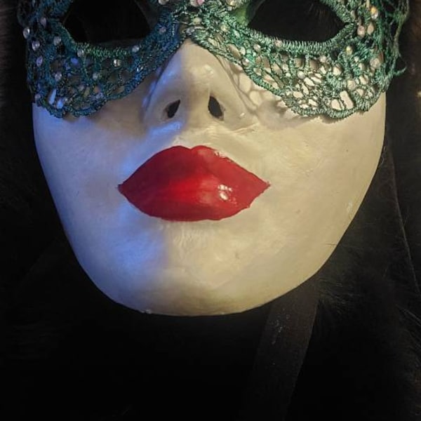 Masquerade Mask Hand Painted - Full Face Venetian Mask - Volto Mask ...