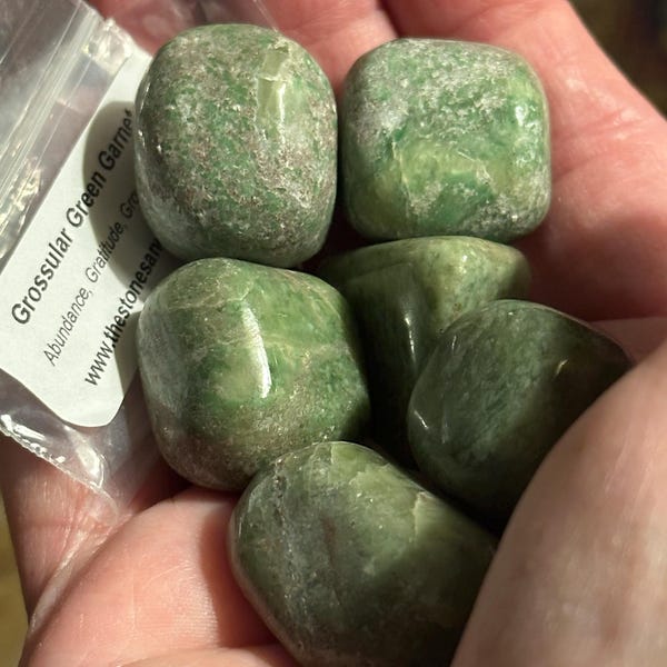 Green Garnet Tumbled Stones | Polished Green Grossularite Crystal ...