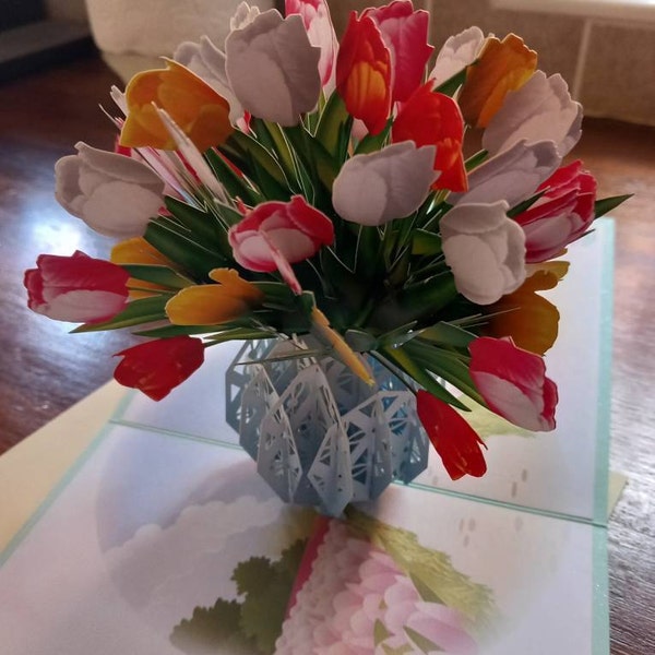 Love Birds in Heart Tree Pop up 3D Card. Romantic Valentines Greeting ...