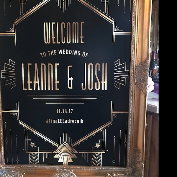 Gatsby Wedding Welcome Sign: Gold Art Deco 1920s Reception Poster ...