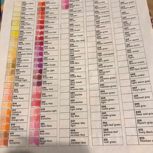 Neocolor II Pastel Color Chart 84 and 126 Color Chart | Etsy
