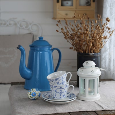 Beautiful Blue Olga Bowl With Lid Art Nouveau Tureen Villeroy and Boch ...