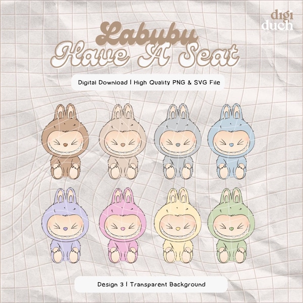 Zimomo Labubu PNG Clipart Bundle: Print-and-cut Graphics (commercial ...