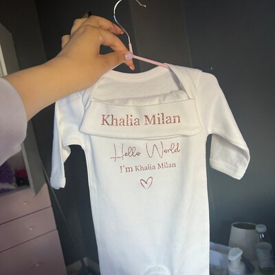 Personalised Hello World Baby Grow Embroidered Newborn Baby Gifts ...