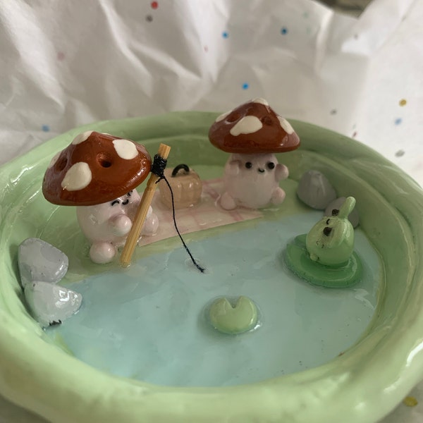 Mushroom Frog Clay Jewelry Dish Cottagecore Fairycore (hand Made) - Etsy