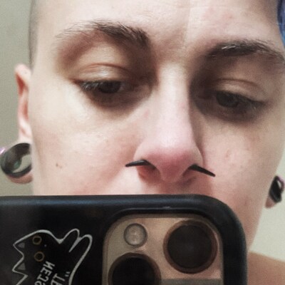 Custom Black Wood Oval Labret Lip Plug for Pierced Lip. Handmade Dark ...