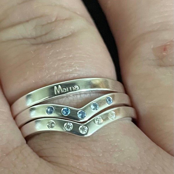 Custom Stacking Rings | Stacking Ring Set | Letter Ring | Band Name ...