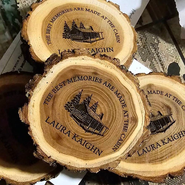 Personalized Cabin Log Coasters | Cabin Decor | up North Decor | Gift ...
