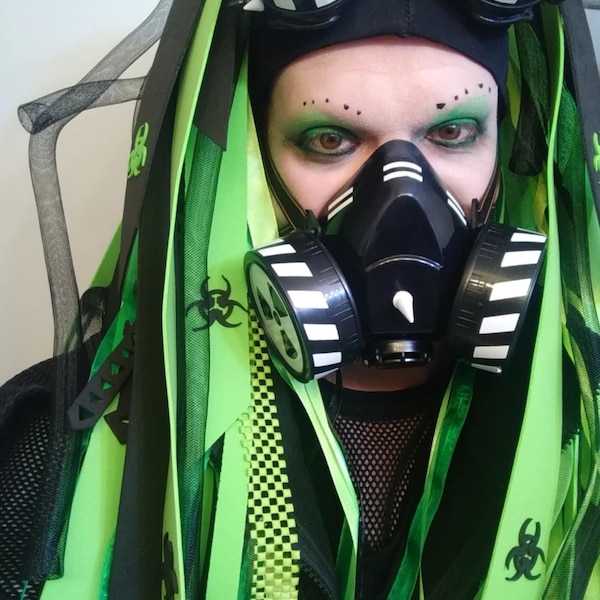 SET Goggles+gas Mask Cybergoth Cosplay Dreads Industrial Dark Cyber ...