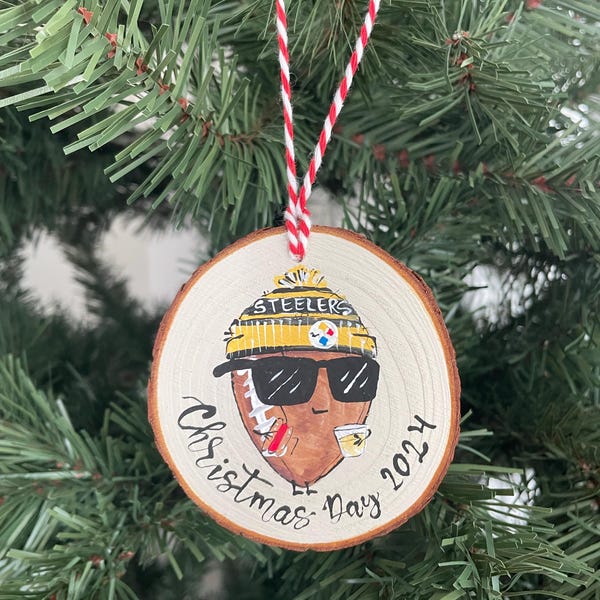 Pittsburgh Steelers Christmas Ornament, Hand Painted Custom NFL Hat ...