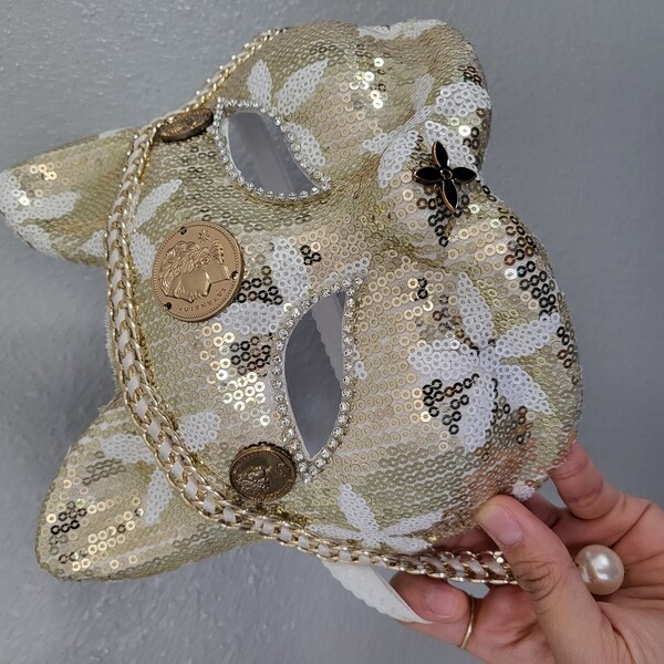 Pearl Mask,white Lace Mask,tassel Mask,masquerade Party Mask,beautiful ...