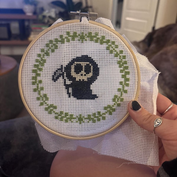 Cute Death Cross Stitch Pattern PDF Funny Easy Small Spooky Gothic ...