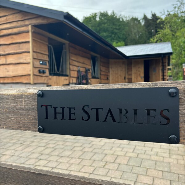 Horse Stable Name Sign, Classy New Laser Cut Design Matt Black With ...