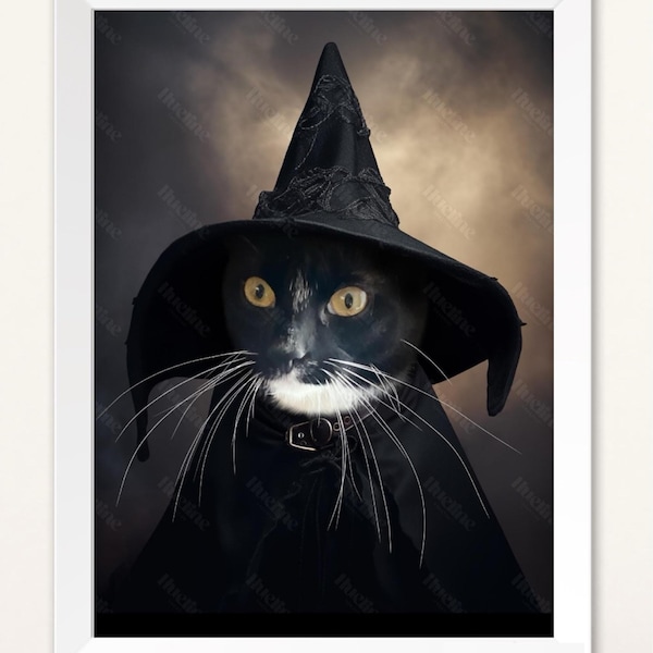 Custom Witch Pet Portrait From Photo Perfect Gothic Gift Dark Pet Gift ...