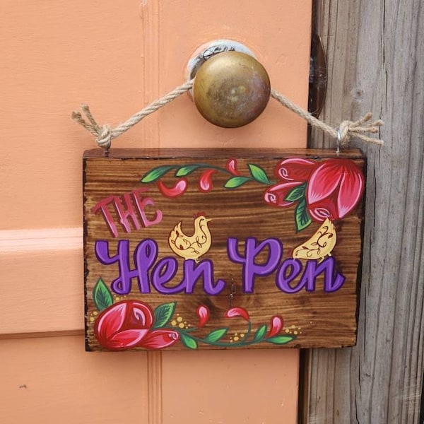 Hand Painted Chicken Coop Sign, the Hen Pen, Poultry, Back Garden Hens ...