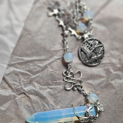 Luna Moth Pendulum Divination Tool, Opalite Crystal Pendulum, Scrying ...