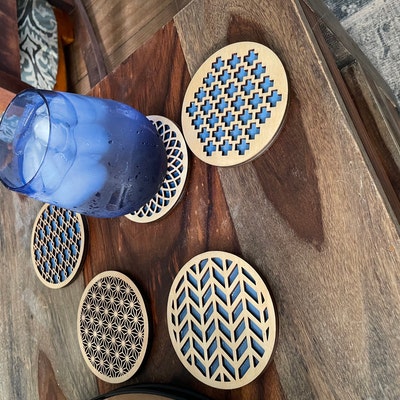5-piece Unique Geometric Wood Coasters for Home Decor - Etsy