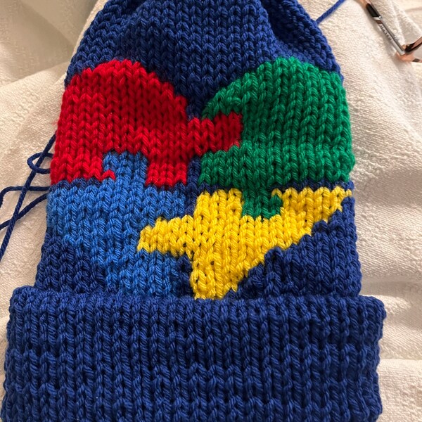 Playful Dog Paw Print Knit Hat Pattern for Circular Knitting Machine ...