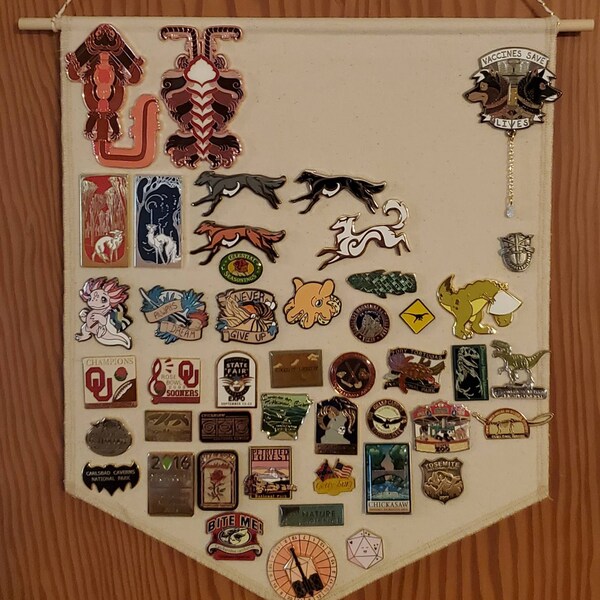 Premium Large Pin Display, Pin Badge Display, Canvas Pennant, Enamel ...