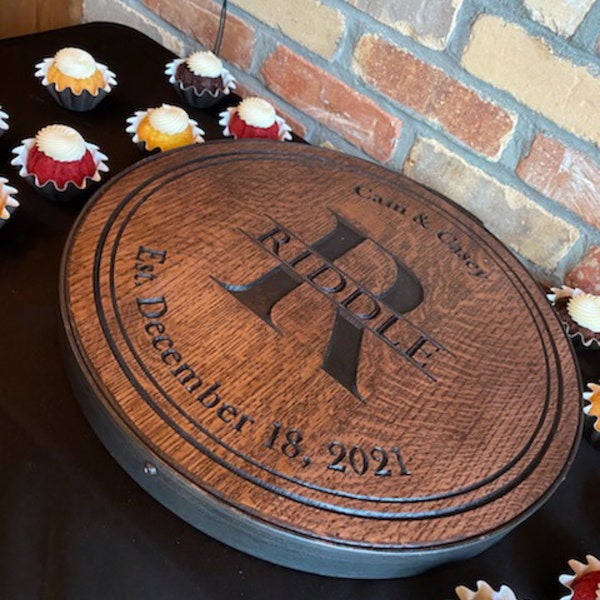 Bourbon Barrel Head, Personalized Gift, Engraved Barrel, Wedding Gift ...