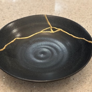 Large Kintsugi Plate Real Kintsugi Shallow Kintsugi Bowl Kintsugi ...