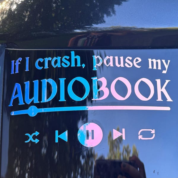 AUDIOBOOK, Audio Girlie, If I Crash, Bookish Merch, Thingy Thingz, Car ...