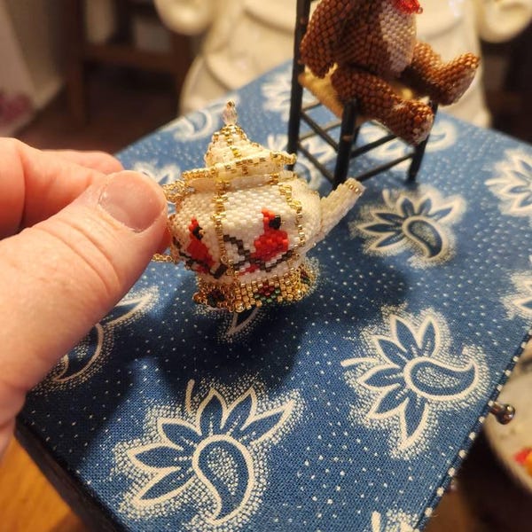 Tiny Beaded Teapot and Cup (pendant or Decorative Object) Tutorial - Etsy
