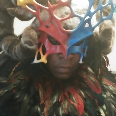 FIRE & ICE Leather Mask Festival Mask Ice Mask Fire Mask Halloween Fire ...